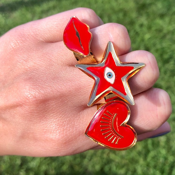 Handmade | Jewelry | Evil Eye Red Star Adjustable Ring | Poshmark